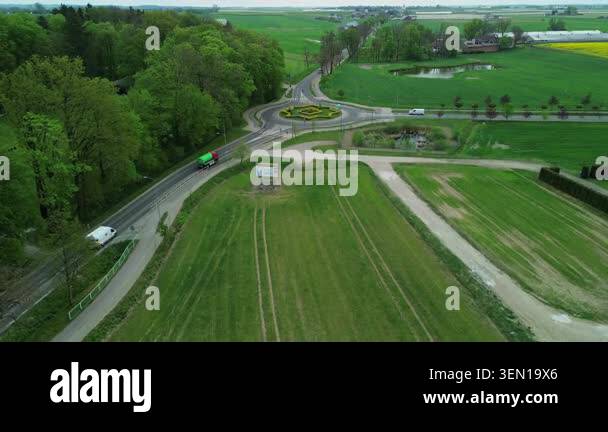 Aerial Footage of Decorative Roundabout with Landscape Design 4K ProRes ...