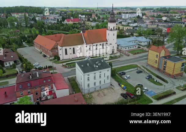 Aerial Footage of Historic Church and Town Center Buildings 4K ProRes ...