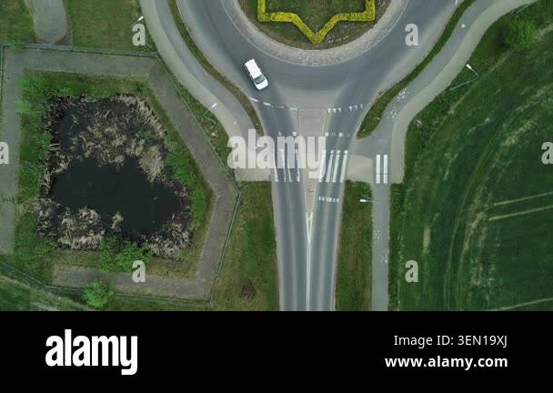 Aerial Footage of Decorative Roundabout with Landscape Design 4K ProRes ...