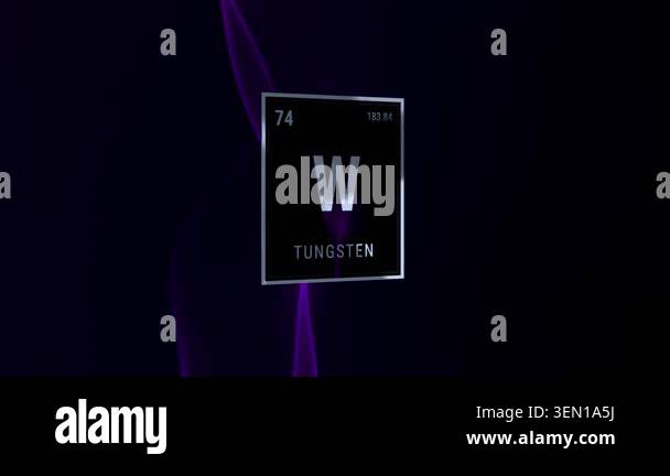 Tungsten Element W Periodic Table Square on Purple Wavy Background ...