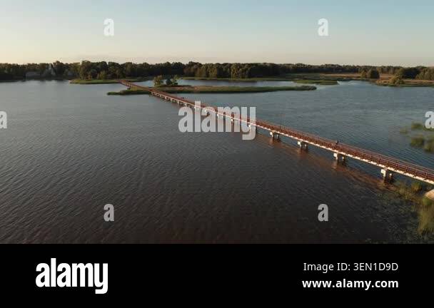 Birzai, Lithuania - August 8, 2023: the longest pedestrian bridge in ...