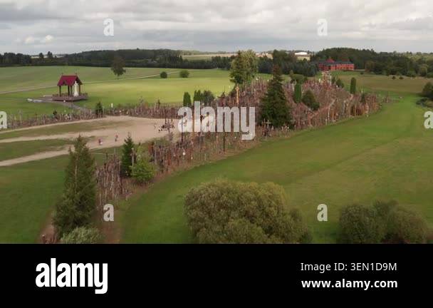 Siauliai, Lithuania - August 21, 2023: Aerial view of Hill of Crosses ...