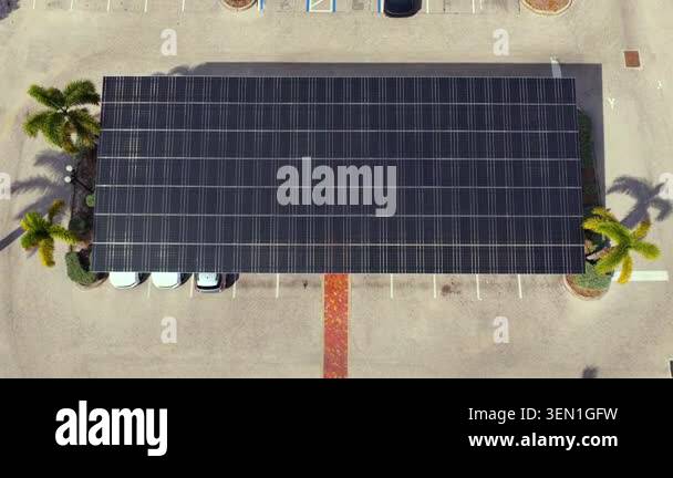 Solar canopy over car parking space generating renewable energy and ...
