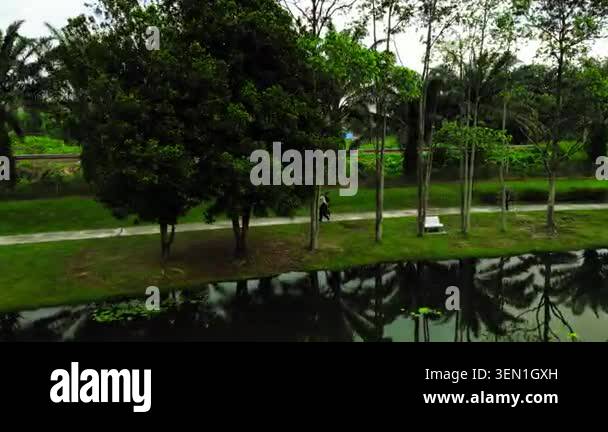 Malaysia, Selangor - December 24, 2024: Aerial forward of people brisk ...