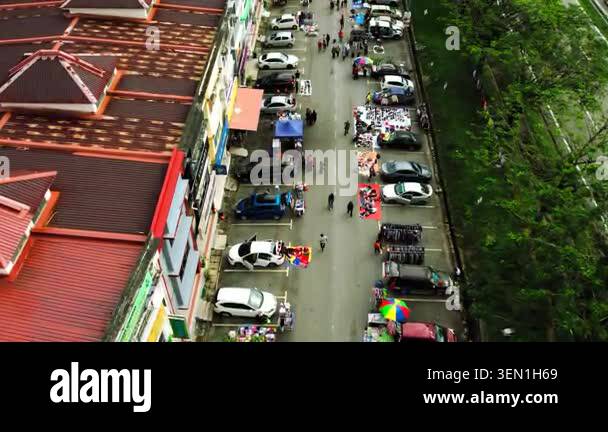 Malaysia, Bangi - March 3, 2023: Car boot sale on weekend, high angle ...
