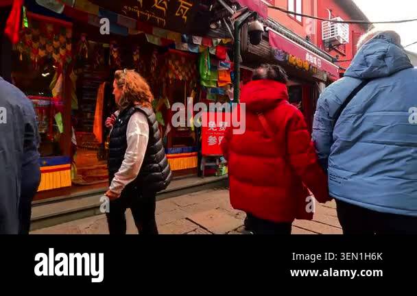 China, Shanghai - December 6, 2024: People walking at Zhujiajiao ...
