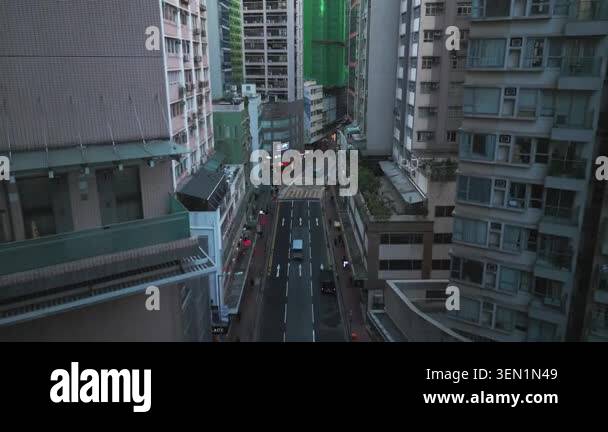 Aerial scenic drone footage of buildings and skyscrapers in downtown ...