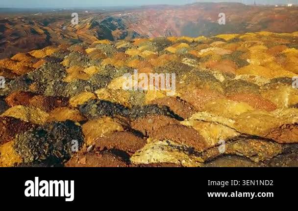 Huge iron ore open pit mining of iron ore aerial 4K video Stock Video ...