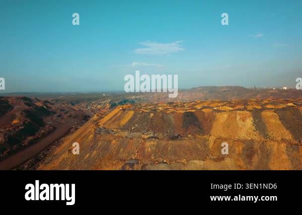 Huge iron ore open pit mining of iron ore aerial 4K video Stock Video ...