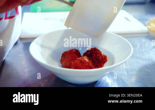 Authentic Italian food making process in traditional Italian restaurant ...