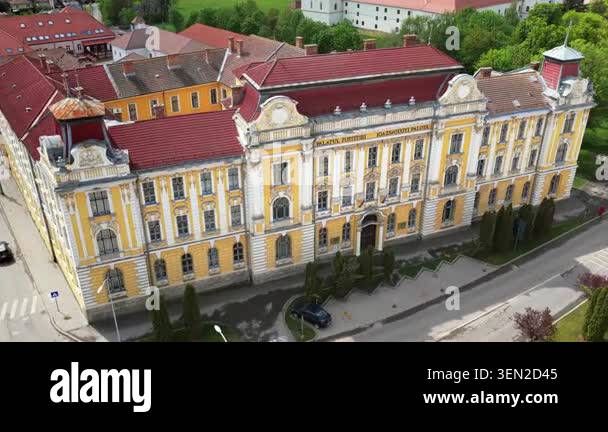 Aerial drone view of a Baroque Palace of Justice building in a ...