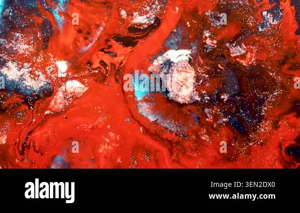 Vibrant Red Abstract Fluid Landscape with Metallic Highlights in 4K ...
