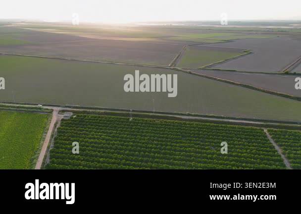 Expansive aerial view of a rural landscape in Andalusia, Spain. Green ...