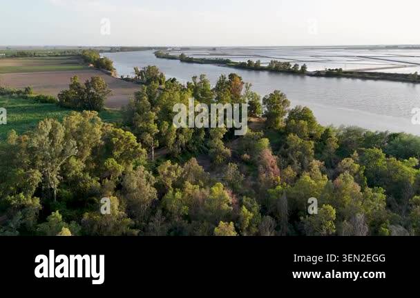 Beautiful aerial perspective of the Guadalquivir river flowing through ...