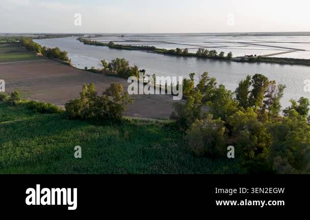 Beautiful aerial view of the Guadalquivir river passing through the ...