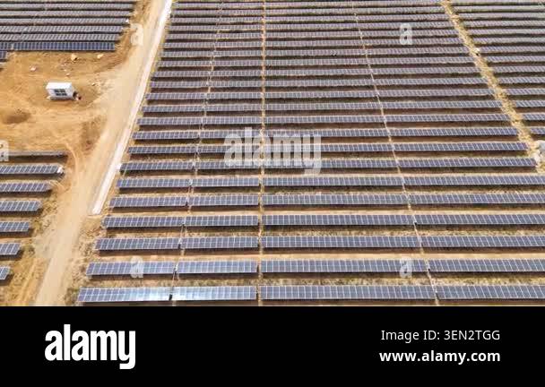 Extensive solar farm with photovoltaic panels generating clean ...