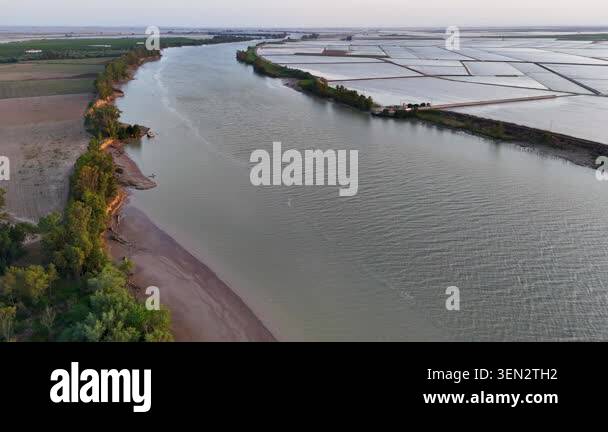 Beautiful aerial view of the Guadalquivir river flowing through the ...