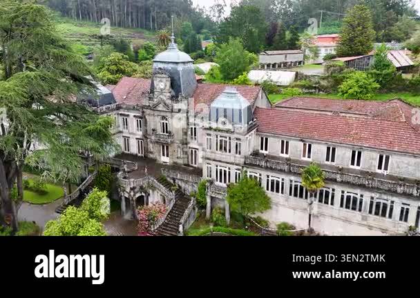 Pontevedra, spain, may 4, 2026: old, decaying mansion with ornate ...