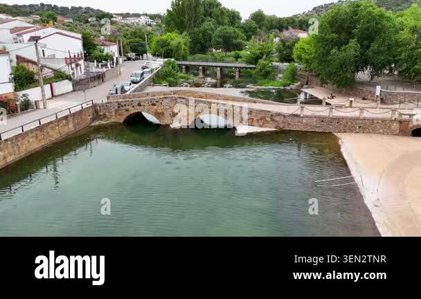 San Nicolas del Puerto, Spain, May 28, 2026: Aerial view of the stone ...
