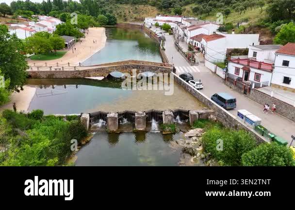 San Nicolas del Puerto, Spain, May 28, 2026: Aerial view of the stone ...