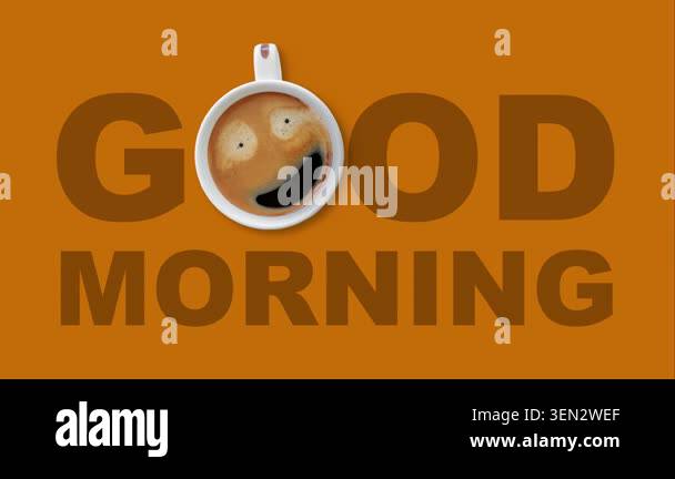 Coffee cup with word GOOD MORNING. Black coffee in white cup Stock ...