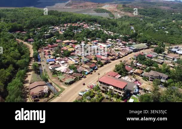 Drone aerial footage of Hayanggabon Red Lake in Mindanao, Philippines ...