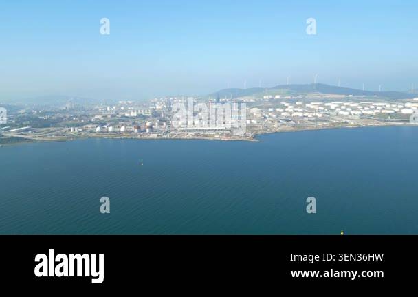 Aerial View of Large Industrial Oil Refinery and Petrochemical Plants ...