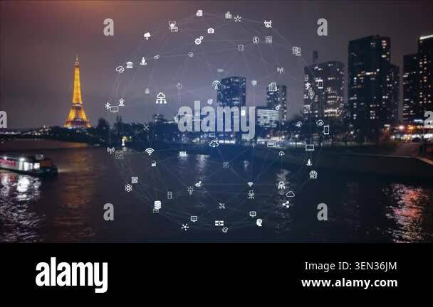 Smart city and communication network concept. Digital transformation ...
