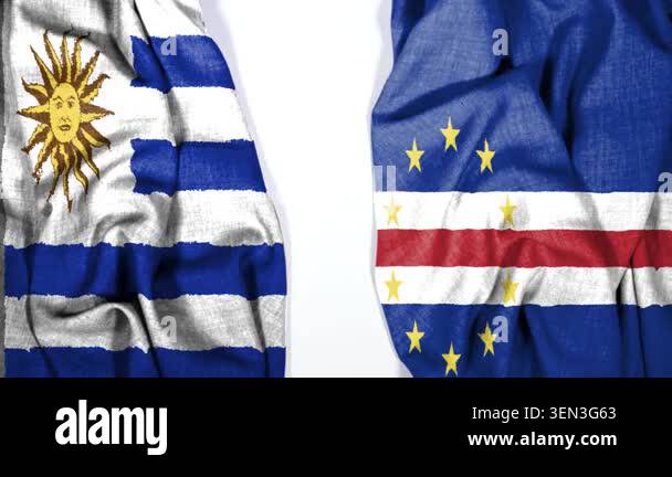 waving colorful flag of uruguay and national flag of cape verde Stock ...