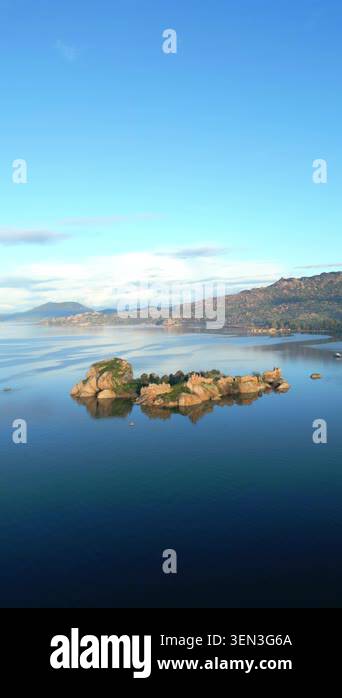 Panoramic View of Ancient Monastery Ruins on Bafa Lake Island at Dawn ...