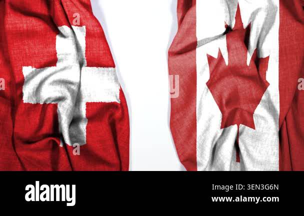 Canada and Switzerland two flags textile cloth, fabric texture Stock ...