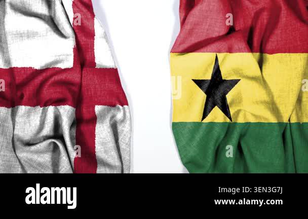 England and Ghana two flags textile cloth, fabric texture Stock Video ...
