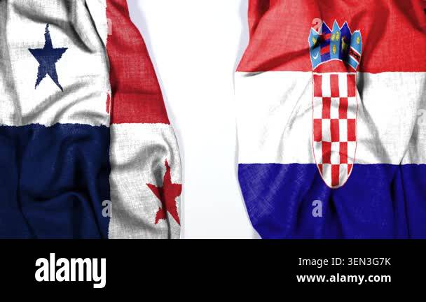 Panama and Croatia two flags textile cloth, fabric texture Stock Video ...