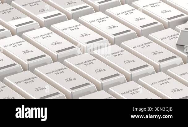 Molybdenum bars background animation seamlessly loopable. 3D rendering ...