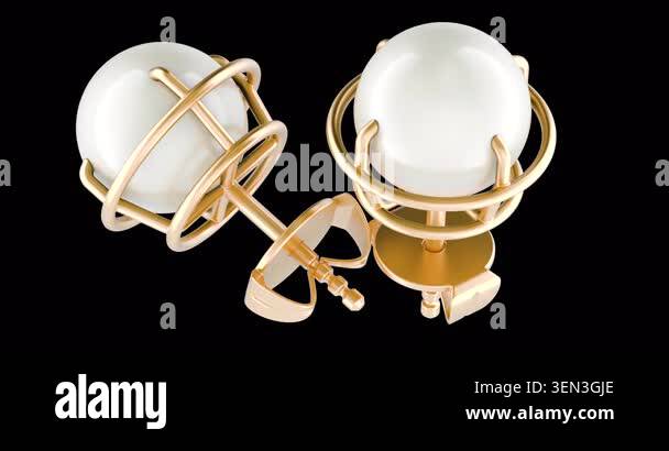 Pearl stud earrings rotation animation seamlessly loopable. 3D ...
