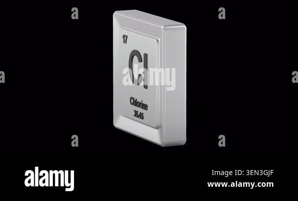 Chlorine periodic table element rotation animation seamlessly loopable ...