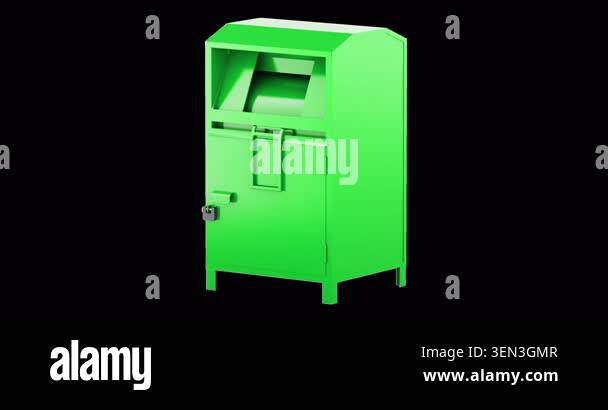 Clothing donation bin, green outdoor collection container rotation ...