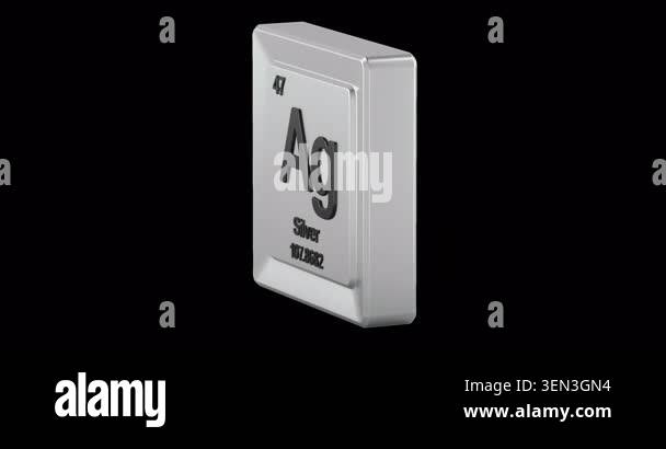 Ag, silver periodic table element tile rotation animation seamlessly ...