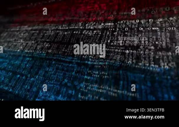 Luxemburgish flag waving secure code. Lux blowing banner cyber security ...