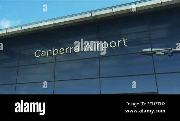 Canberra airplane landing. Jet plane airliner travel to Australia and ...
