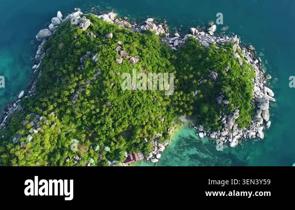 Spectacular aerial drone flight over the lush tropical island of koh ...