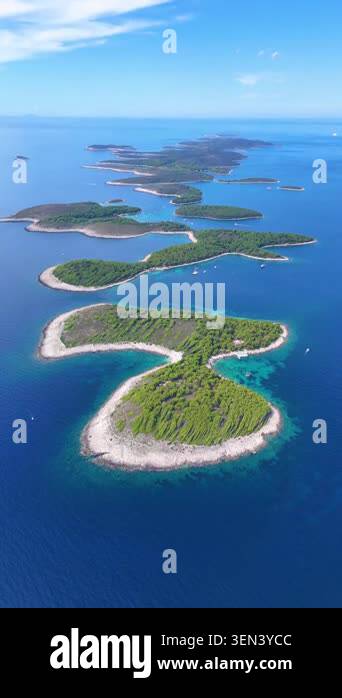 Beautiful aerial view of the paklinski islands archipelago in the ...