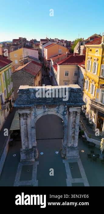 Aerial drone footage flying through the arch of the sergii, a first ...