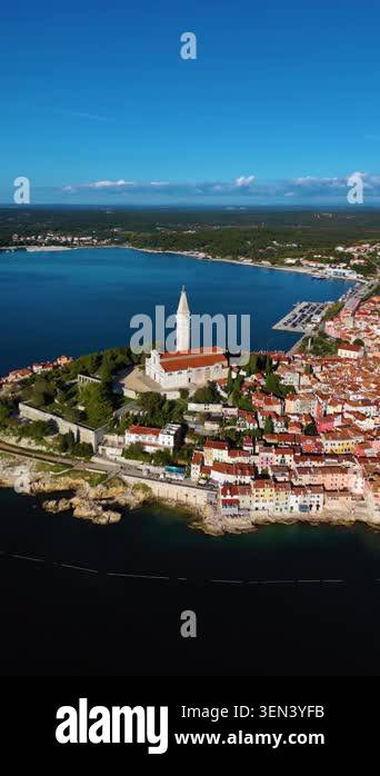 Beautiful aerial view of the historic town of rovinj in croatia. The ...