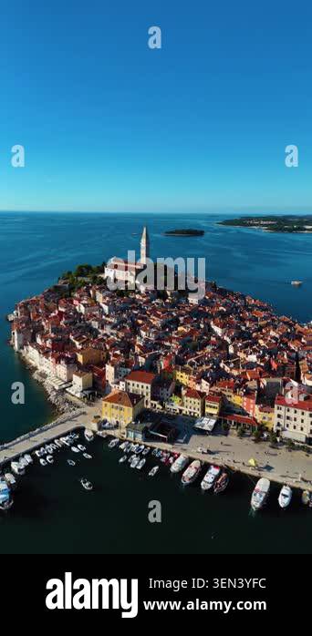 Beautiful aerial view of rovinj, a historic city in istria, croatia ...
