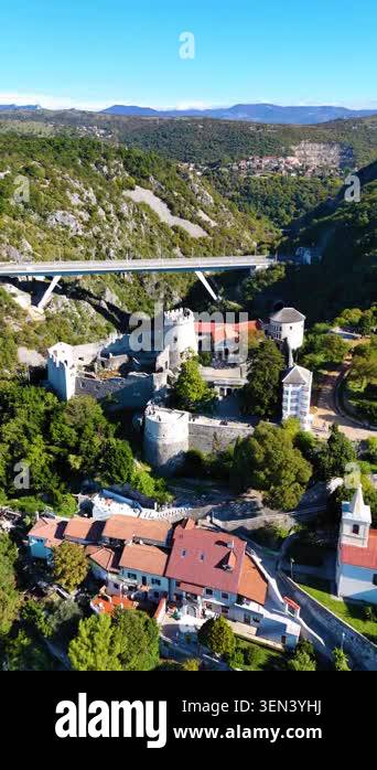 Aerial view showing the historic trsat castle and surrounding landscape ...