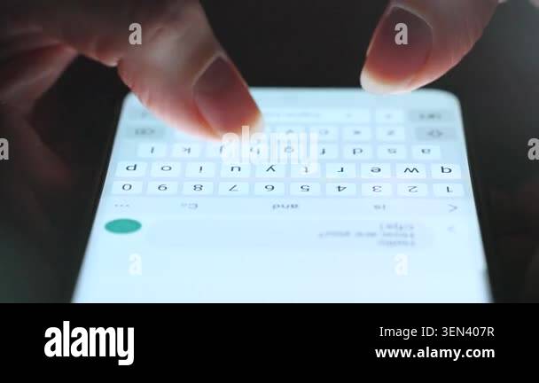 Female hands typing text on smartphone close-up. Communication concept ...