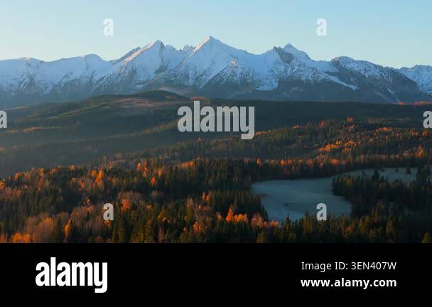 The breathtaking aerial view of beautiful Tantra mountains and ...