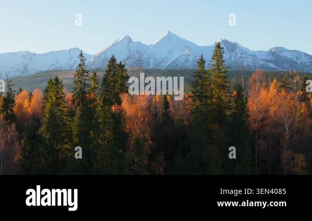 The breathtaking aerial view of beautiful Tantra mountains and ...