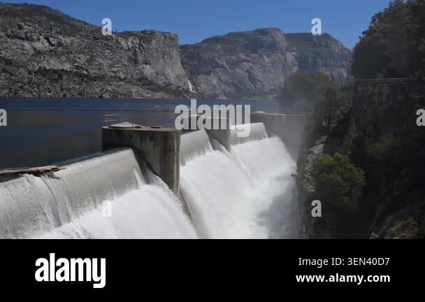 Hetch Hetchy Dam spillway located at the OShaughnessy Dam in Yosemite ...
